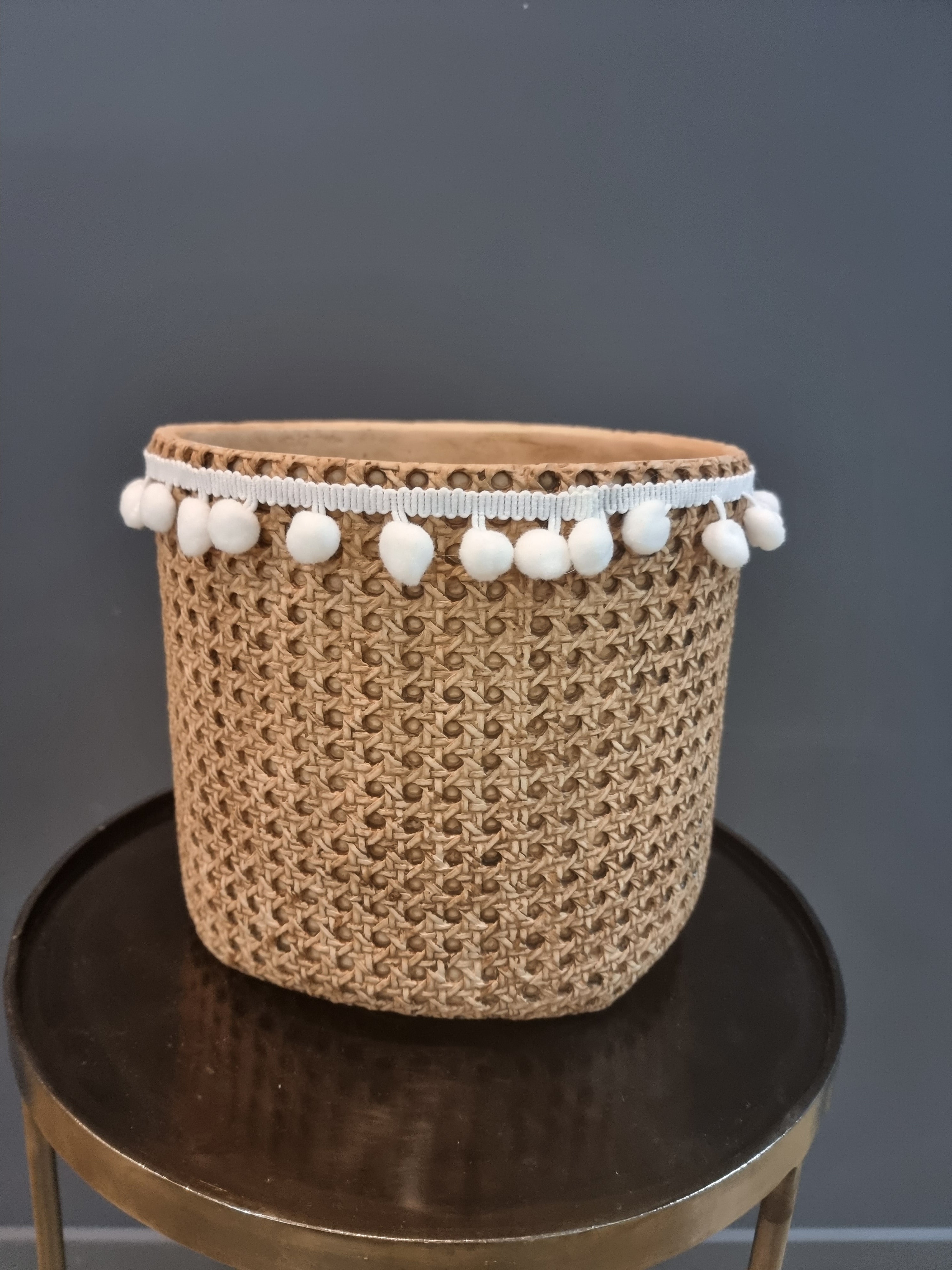Tassel Cement Cane Look Planter Large